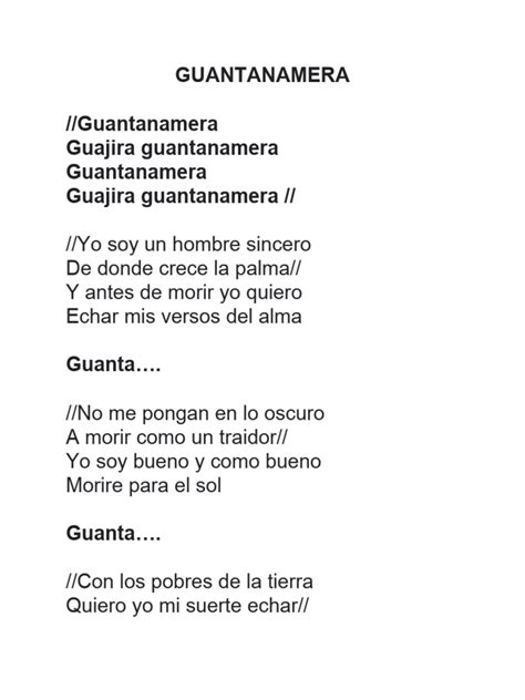 Letra De Guajira Guantanamera Pdf