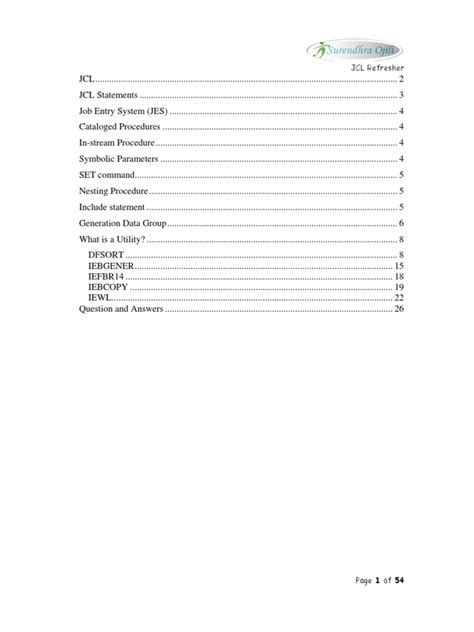Jcl Refresher Pdf Computer Data Software Engineering