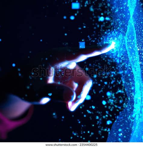 hand interacting touch monitor signifying connectivity ai generated