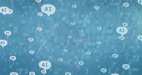 Animation Of Ai Text In Brains Over Binary Codes Against Running Rugby