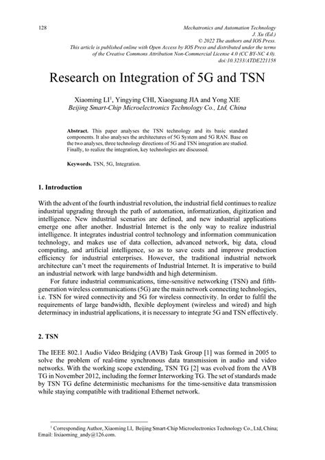 Pdf Research On Integration Of 5g And Tsn