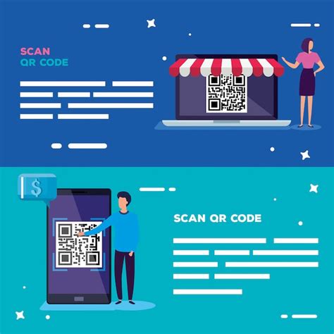 Premium Vector Set Banner Of Scan Code Qr