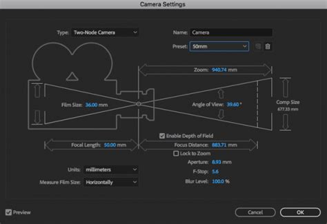تنظیمات دوربین در افتر افکت مناسب ترین تنظیمات دوربین در افتر افکت برای پروژه کدام است؟