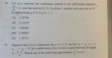 Solved 76 Let G X Represent The Continuous Solution To The Chegg Com