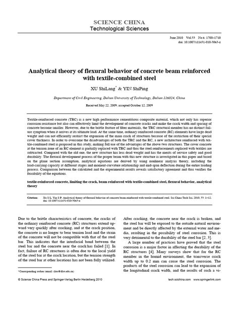 Analytical Theory Of Flexural Behavior Of Concrete Beam Reinforced With Textile Combined Steel