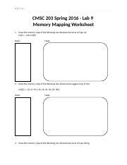 Memory Mapping Worksheet Lab Doc Page CMSC Spring Lab Memory Mapping