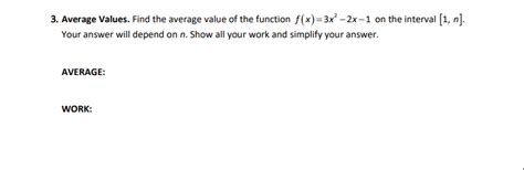 Solved 3 Average Values Find The Average Value Of The Chegg Com