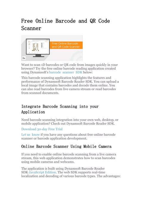 Ppt Free Online Barcode And Qr Code Scanner Dynamsoft Powerpoint Presentation Id11013262