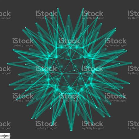 Sphere With Connected Lines And Dots Glowing Grid Connection Structure Wireframe Vector