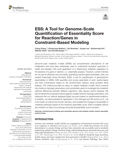 PDF ESS A Tool For Genome Scale Quantification Of Essentiality Score