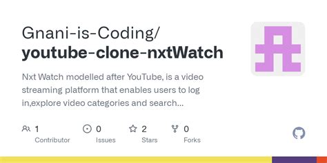 Github Gnani Is Codingyoutube Clone Nxtwatch Nxt Watch Modelled After Youtube Is A Video