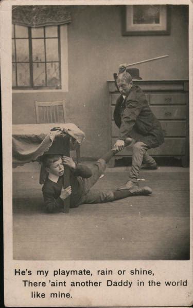 Daddy Spanking Boy With Rod Postcard
