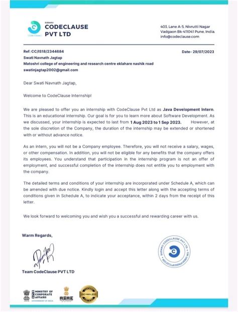 Swati Jagtap On Linkedin Internship Codecaused Softwaredevelopment