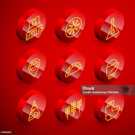 레닌 영묘 눈송이 발랄라이카 위치 러시아 만두 크리스마스 벙어리 장갑 차르 종과 밀 아이콘을 설정합니다 벡터 3차원 형태에 대한 스톡 벡터 아트 및 기타 이미지 Istock