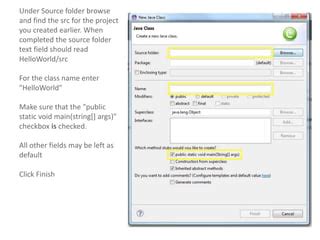 Eclipse Basics Hello World Ppt