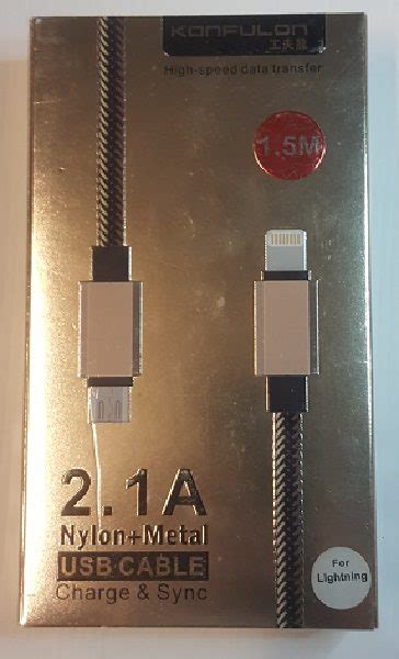 Lightning To USB Charge And Sync Metal Cable Konfulon Telia C