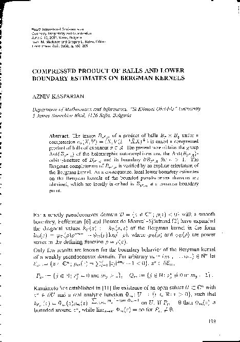 Pdf Compressed Product Of Balls And Lower Boundary Estimates Of Bergman Kernels