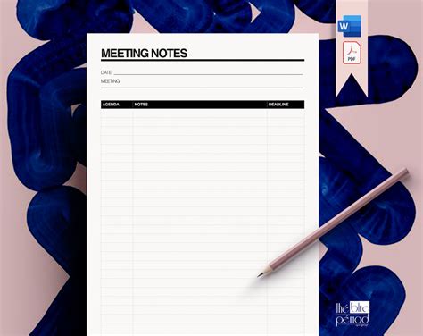 Editable Meeting Notes Template Etsy