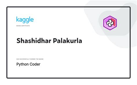 Im Proud To Announce Ive Earned The Kaggle Python Coder Badge