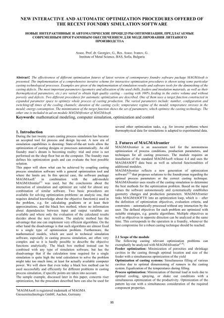 New Interactive And Automatic Optimization Procedures Offered