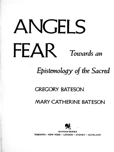 Gregory Bateson Mary Catherine Bateson Angels Fear Towards An