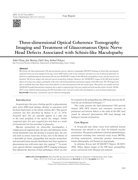 Pdf Three Dimensional Optical Coherence Tomography Imaging And Treatment Of Glaucomatous Optic