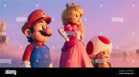 The Super Mario Bros Movie Mario Princess Peach Toad Stock Photo Alamy