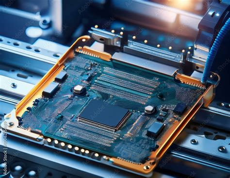 Shot Of Generic Printed Circuit Board With Microchips And Other Components During Production