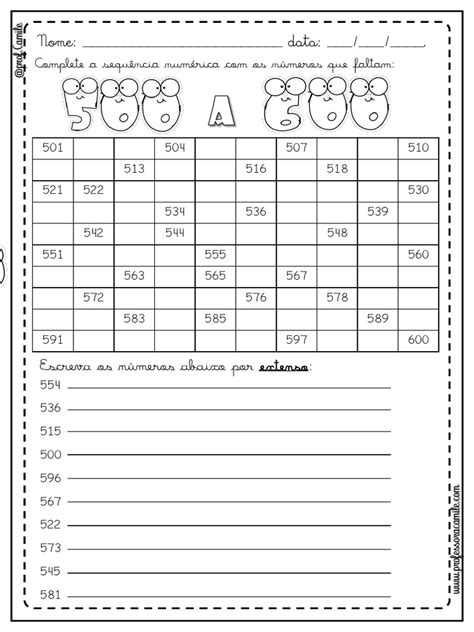 Atividades De Sequência Numérica Até 1000 Pdf