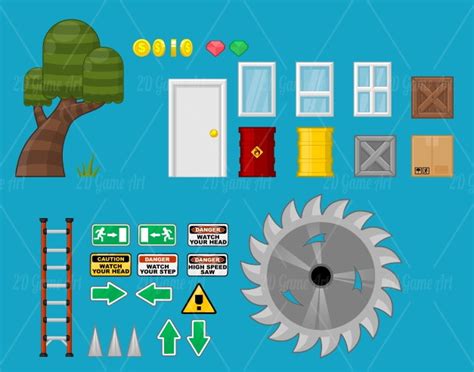 City Construction Platformer Game Tileset Game Art 2d