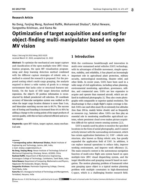 Pdf Optimization Of Target Acquisition And Sorting For Object Finding