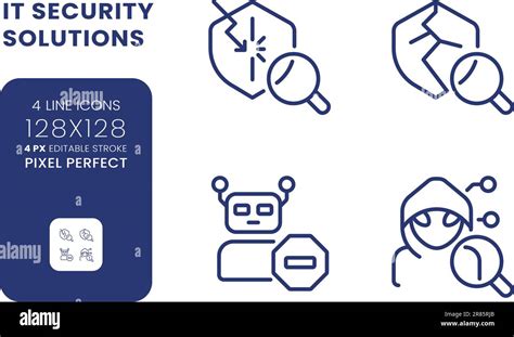 Cybersecurity Solutions Linear Desktop Icons Set Stock Vector Image And Art Alamy