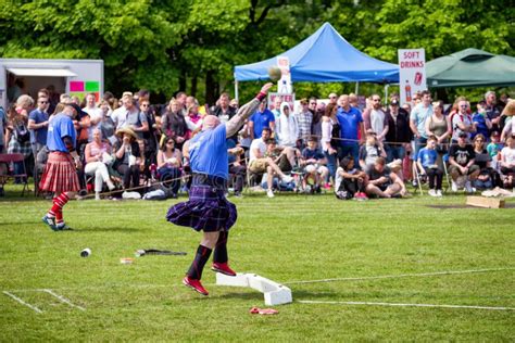 Stone Put Discipline At Scottish Highland Games Editorial Stock Image