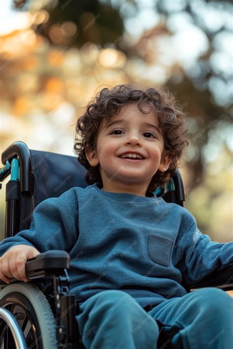 Cute Boy With Cerebral Palsy In The Autumn Park World Cerebral Palsy Sp