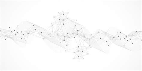 빅 데이터 시각화 기하학적 추상적 인 배경 시각적 정보 복잡성 미래 지향적 인포 그래픽 디자인 연결된 라인과 점 웨이브 흐름과 기술 배경 벡터 일러스트레이션 0명에 대한