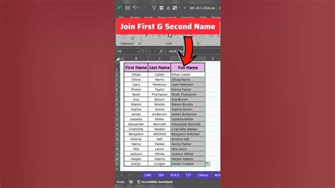 Join First Name And Second Name In Excel Exceltutorial Excelhacks Excelformula Spreadsheet