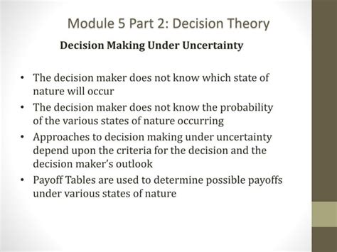 Module 5 Decision Theory Pptx