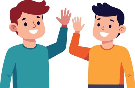 Two Young Friends Greeting Each Other With Smiles In A Bright Colorful