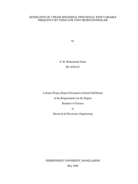 Generation Of 3 Phase Sinusoidal Pwm Signal With Variable Frequency By