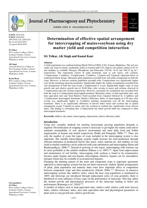 Pdf Determination Of Effective Spatial Arrangement For Intercropping Of Maizesoybean Using