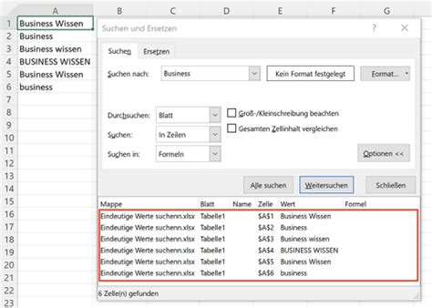 excel tipp suchfunktion für die exakte suche nutzen