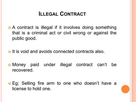 Unenforceable And Illegal Contract Pptx Law