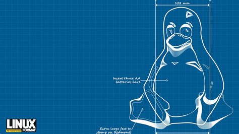 Linux Tux Blueprint Linux Tux Blue Print 1920x1200 Desktop