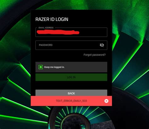 Cant Loggin To Razer Thx With Error Texterroremily503 Rrazer