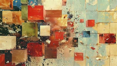 An Abstract Explosion Of Colorful Cubes Creating A Dynamic Visual