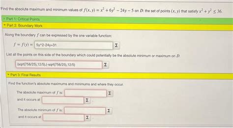 Solved Ind The Absolute Maximum And Minimum Values Of