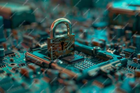 Premium Photo Computer Motherboard Secured With Padlock