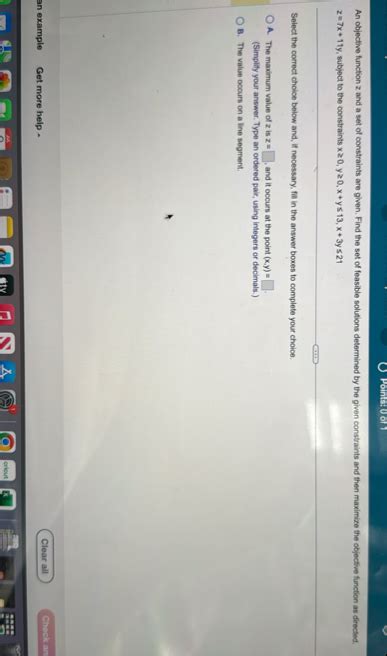 Solved Points 0 ﻿of 1an Objective Function Z ﻿and A Set Of
