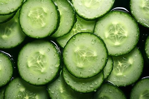 Fresh Cucumber Slices With Water Drops Top View Background Texture Of Green Cucumber Slices Fresh Cucumber Slices With Water Drops Top View Background Texture Of Green Cucumber Slices