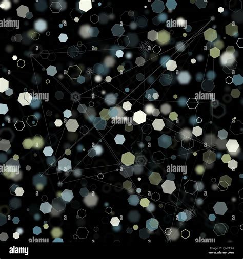 Illustration Of An Abstract Light Dots And Blurred Hexagon Backdrop Like Bokeh Spot Hex Shapes